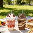 16oz 50 Set Disposable Plastic Cups with Dome Lids and Straws, Clear ...