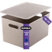 Superio 22L Large Brown Ribbed Storage Bin with Lid, Plastic Storage ...