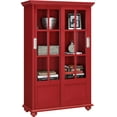 Arron Lane Bookcase with Sliding Glass Doors-Finish, Red - Walmart.com