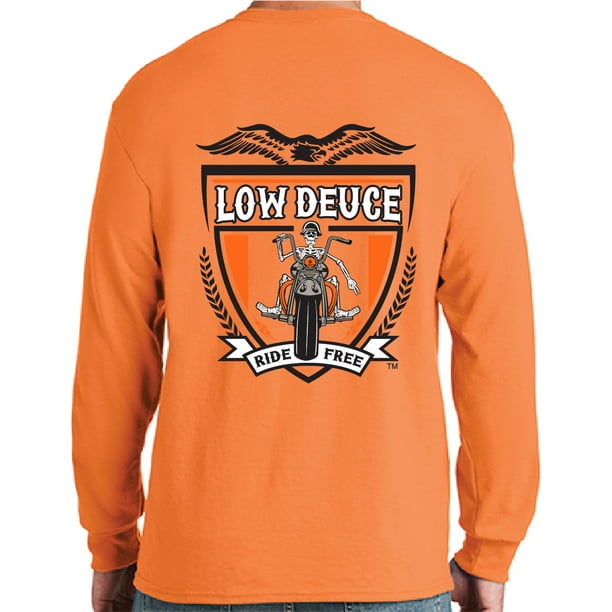 Orange Long Sleeve Motorcycle Shirts for Men, Biker Shirts Shirts for ...