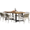 7-Piece Outdoor Patio Dining Set with Acacia Table and 6 Chairs ...