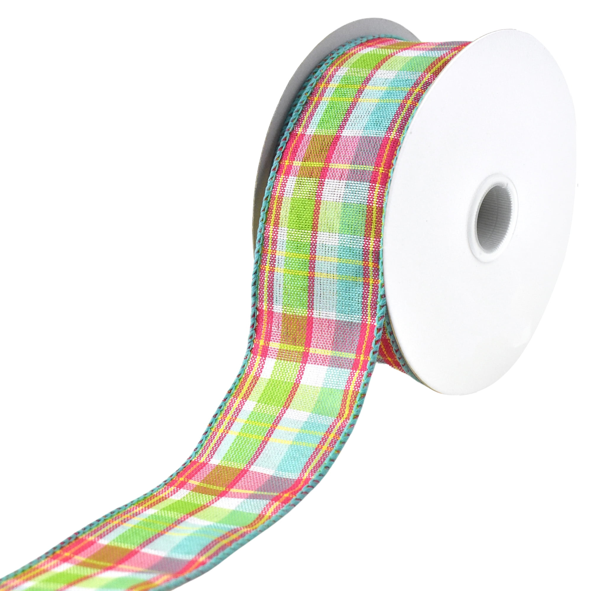Spring Bertie Plaid Wired Ribbon, 1-1/2-inch, 10-yard, Aqua - Walmart.com