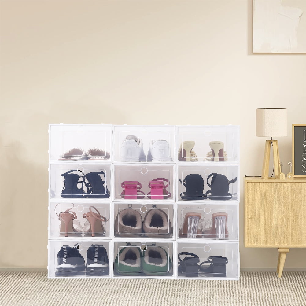 12 Pack Shoe Storage Box,Clear Shoe Boxes Stackable Shoe Organizer For ...
