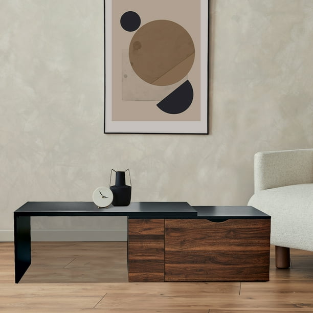 Mobi Mesa de Centro Rectangular Modelo Danubio Color Negro y Café | Bodega Aurrera en línea