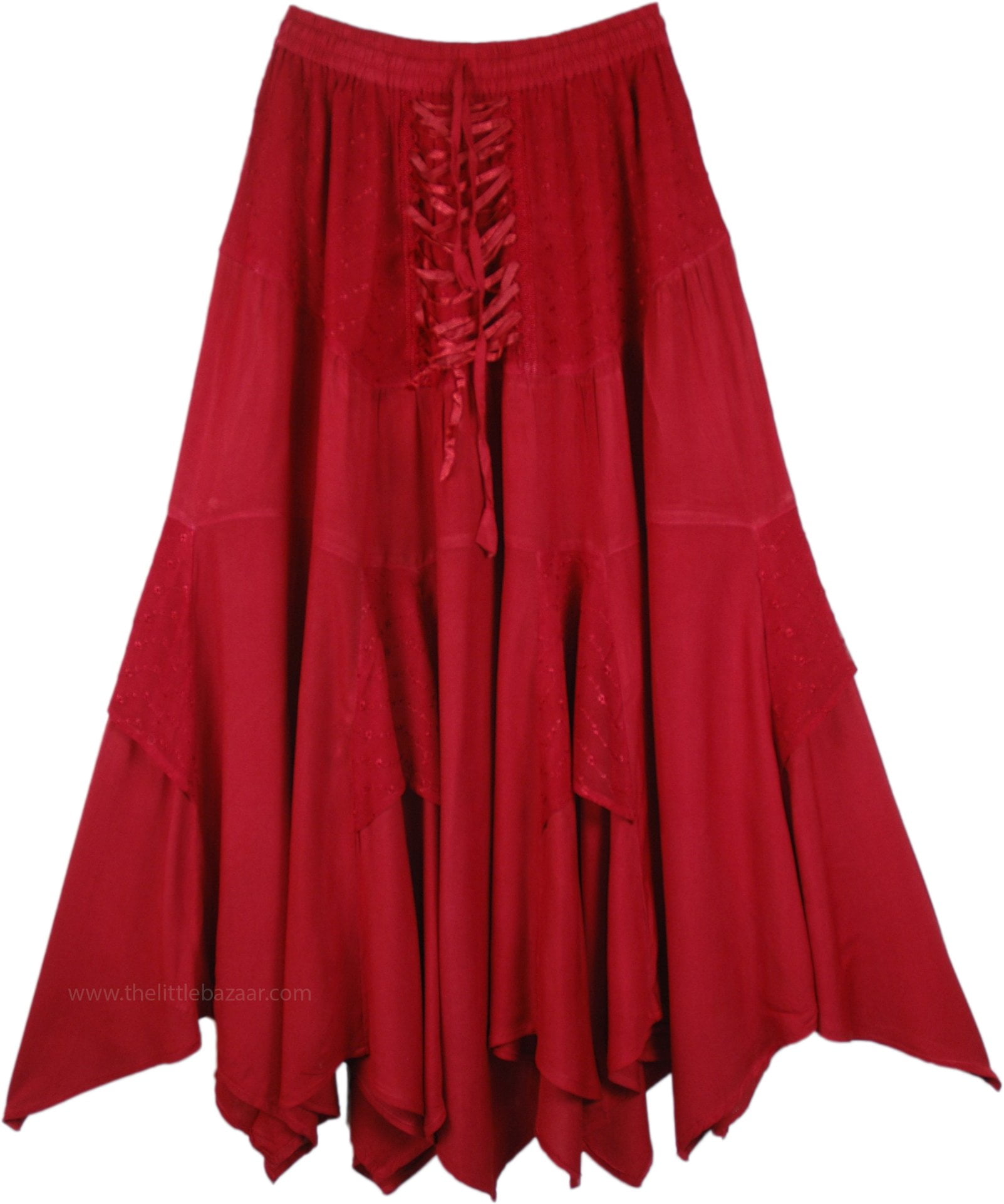 Country Elegance Handkerchief Hem Skirt in Red - Walmart.com
