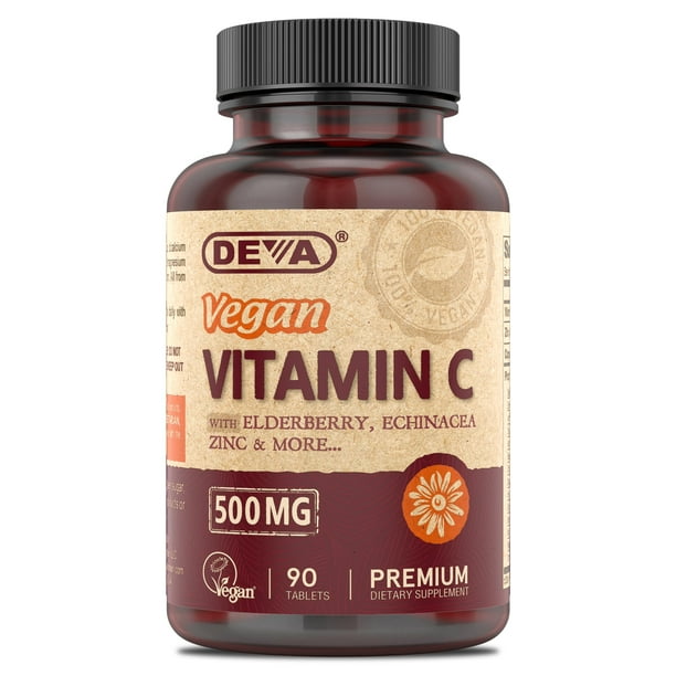 Suplemento de vitamina C vegana DEVA 500 mg con saúco 90 comprimidos | Bodega Aurrera en línea