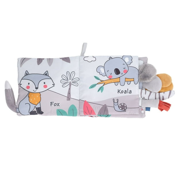 Cloth Book, Educational Grey White Baby Animal Cloth Books Chewable ...