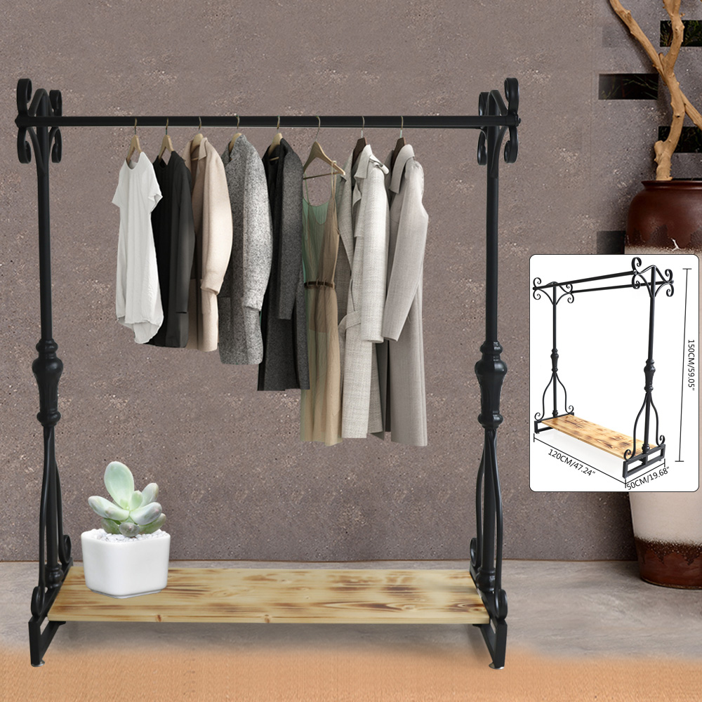 47in Vintage Freestanding Clothing Racks, Closet Organizer with Rods ...