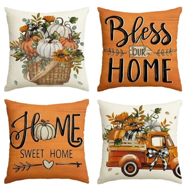 KOYPTL Fall Pillow Covers 18 X 18 Inch,Farmhouse Pumpkin Decorative ...