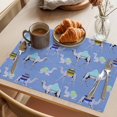 Blue Camel Cotton Linen Placemats Set of 1, Exotic Cute Cartoon Camels ...