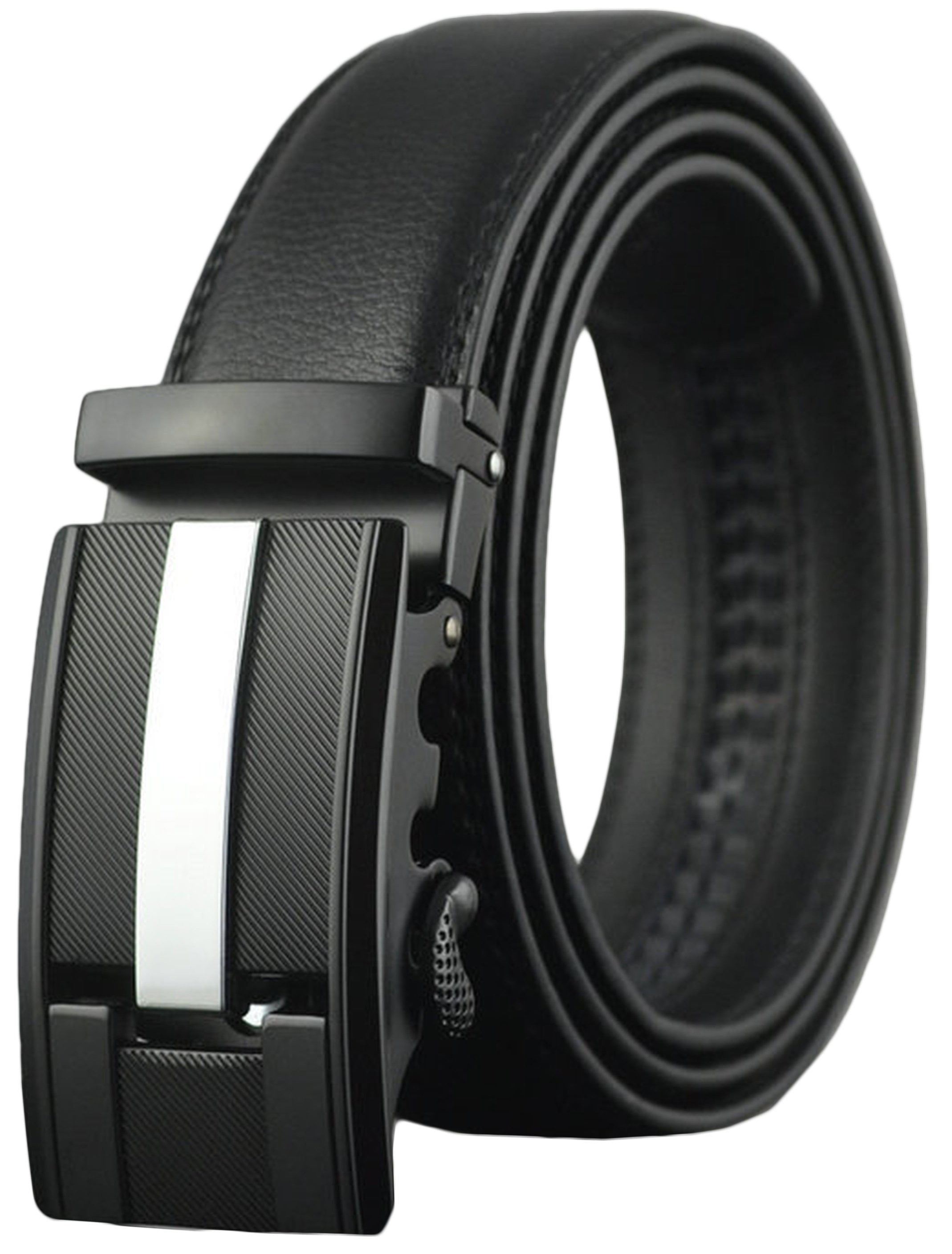 Men's Dress Belt Leather Automatic Buckle Ratchet Belt, Adjustable ...