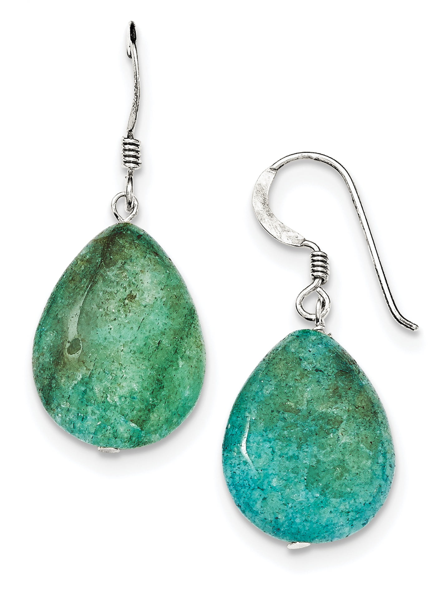 Sterling Silver Small Crack Aventurine Turquoise Tear Drop Earrings (34 ...
