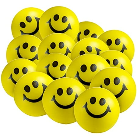 Dazzling Toys Happy Smile Face Stress Ball 1.5 Inch Balls - Pack of 24 ...