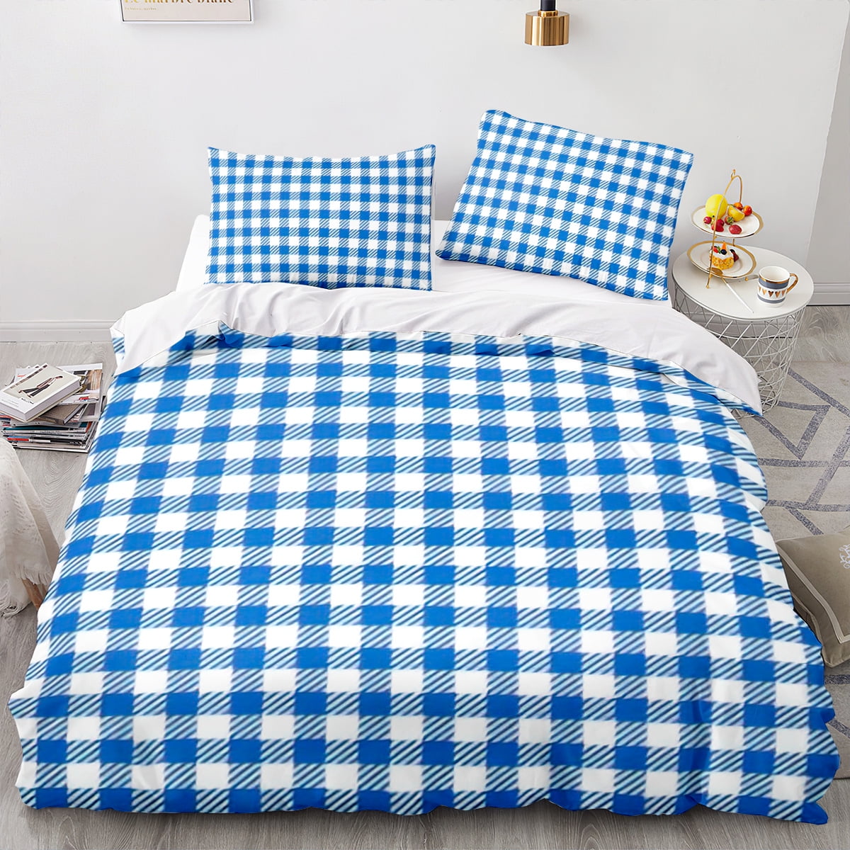 Checkered Duvet Cover, Warm and Cosy Checked Bedding Set, King Size ...