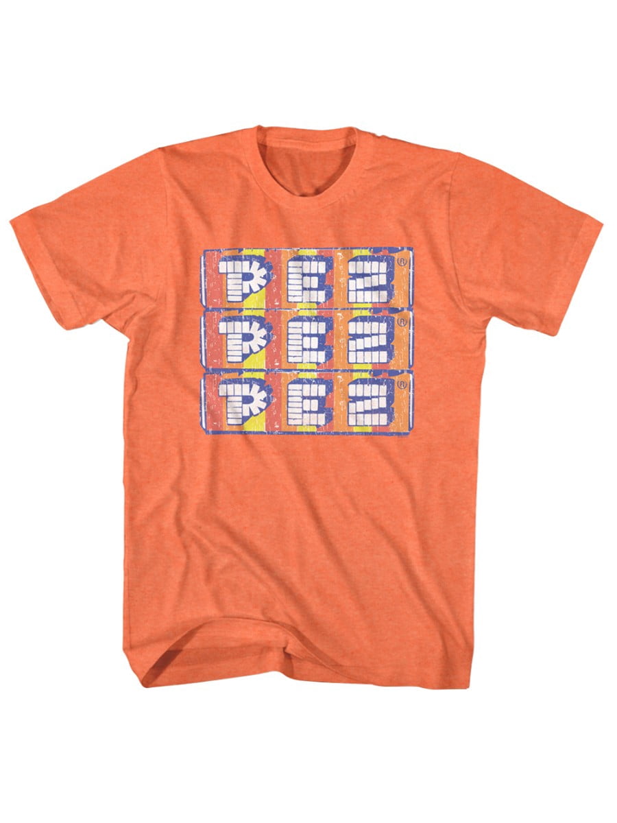 PEZ Brick Candy With Dispensers Pop Culture Stacked Logos Adult T-Shirt ...