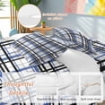 Abstract Stripes Comforter Set Twin Size, Blue Black Grey Plaid Soft ...