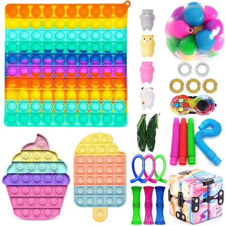 Big Fidget Pack, Sensory Fidget Toy Pack Pop Bubble Stress Relief Toys with Marble Mesh Pop ...