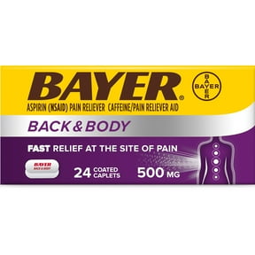Bayer Back and Body Caplets, 500mg Extra Strength Aspirin, Pain Relief ...