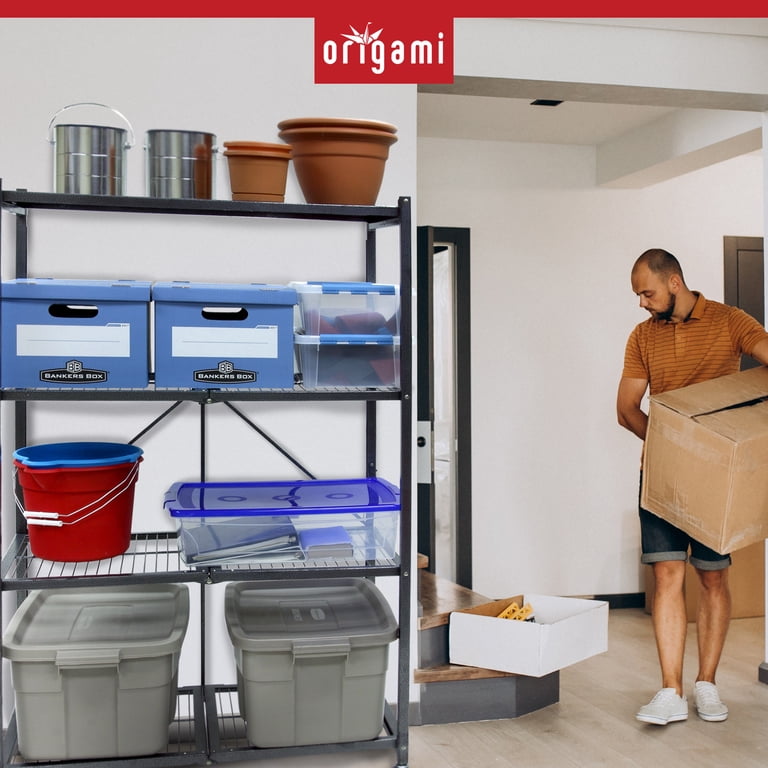 Origami Folding Rack Foldable Storage Shelves Unit 4 Tier Folding