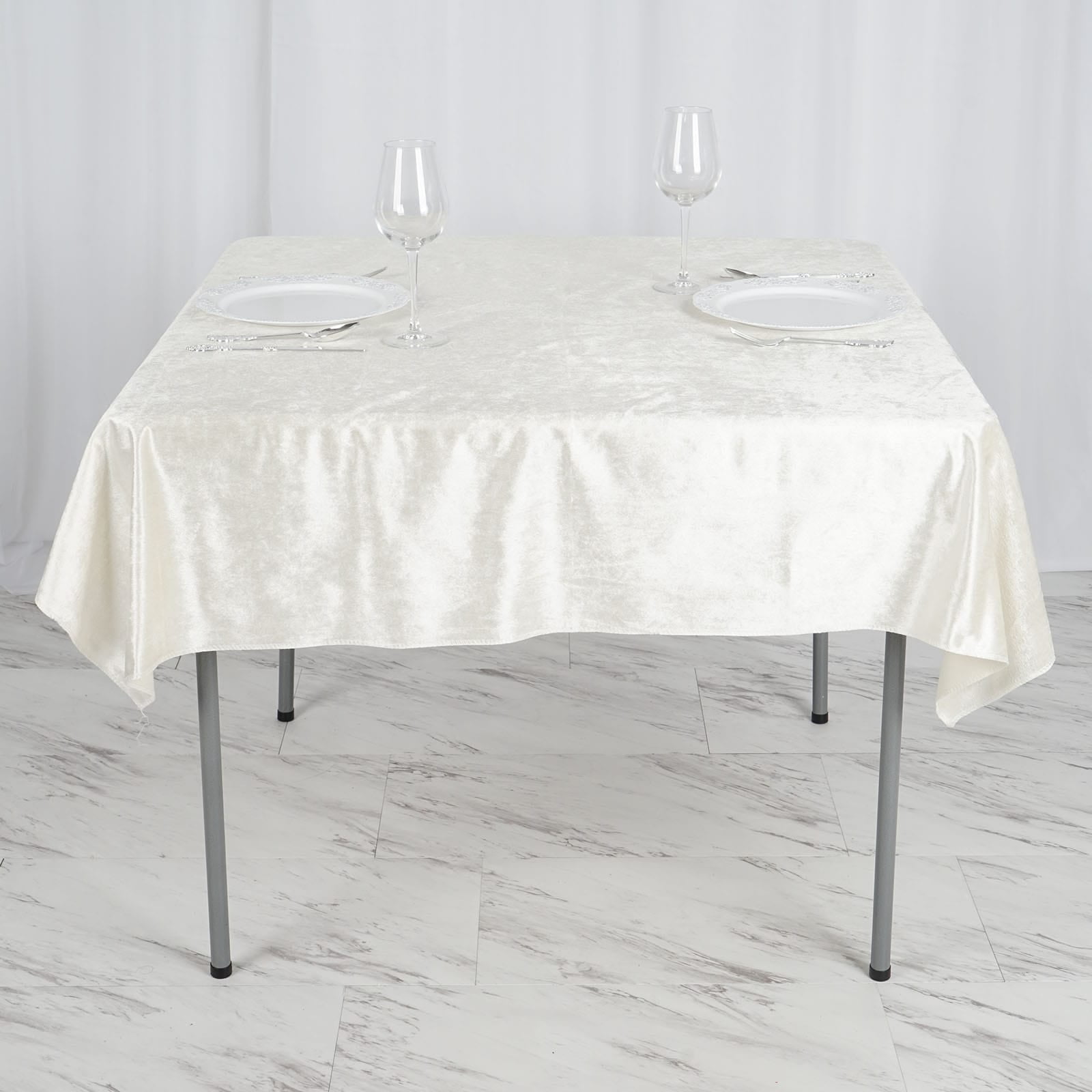 Efavormart Ivory Premium Velvet Table Overlay Square 54" Tablecloths ...