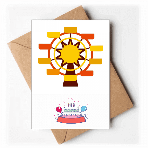 Amusement Park Ferris Wheel Color Illustration Happy Birthday Greeting ...
