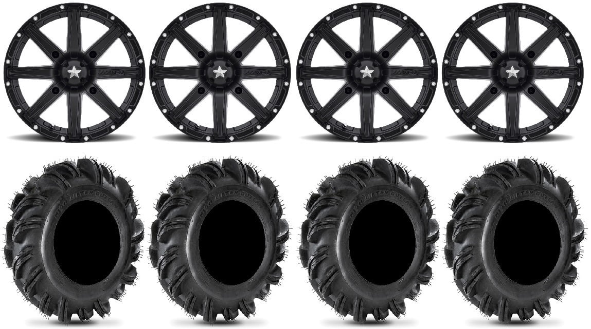MSA Clutch 12" Wheels Black 29.5" Outlaw Tires Honda Pioneer - Walmart.com