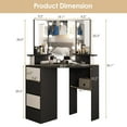 42 Inch Corner Vanity Desk with Illuminated Mirror, Charging Station, 4 ...
