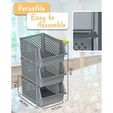 Skywin Plastic Stackable Storage Bins for Pantry - 3 Pack Grey ...