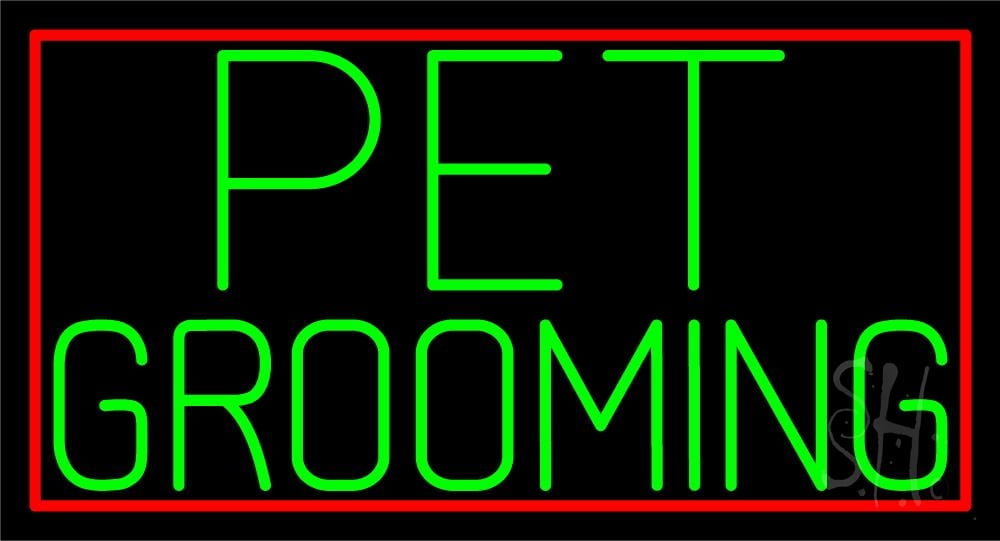 Green Pet Grooming Block LED Neon Sign 20" Tall x 37" Wide - inches ...