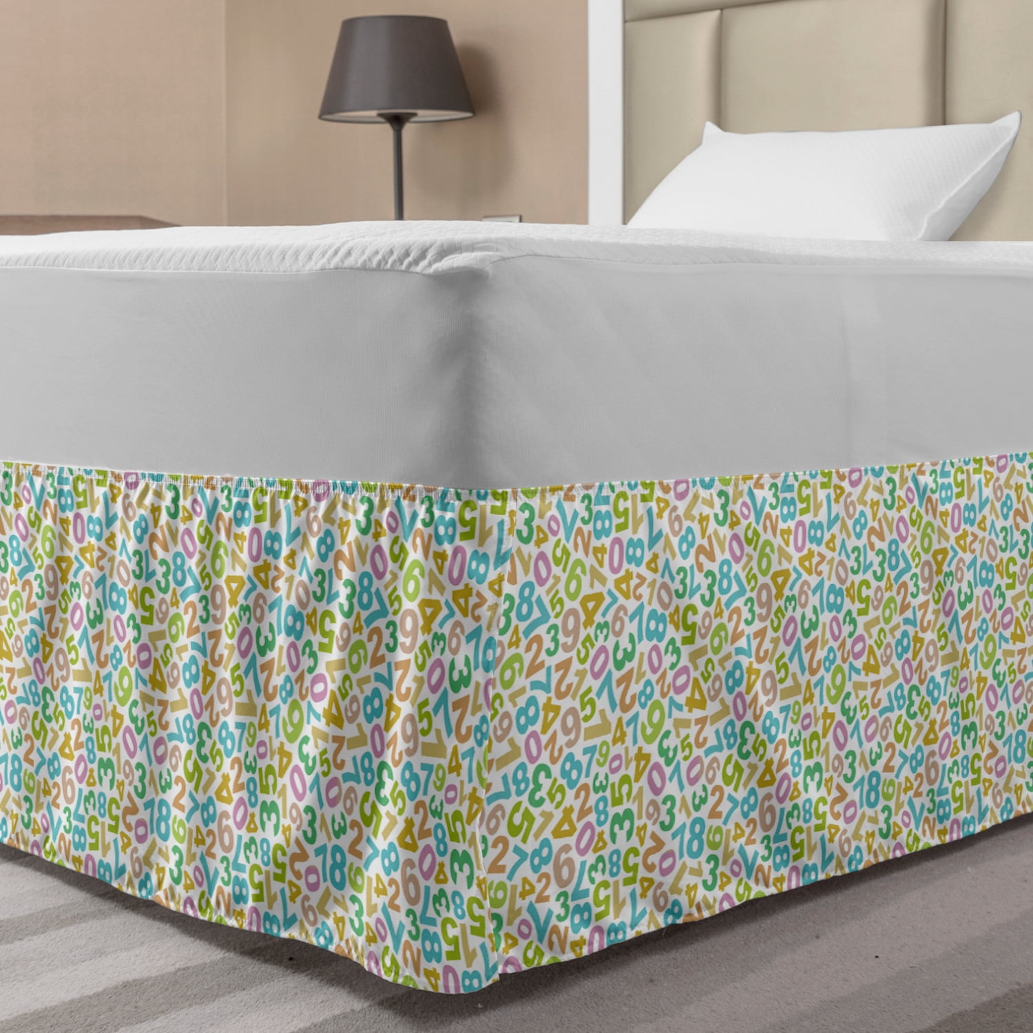 Numbers Bed Skirt, Abstract Colorful Numeral Composition Mathematical ...