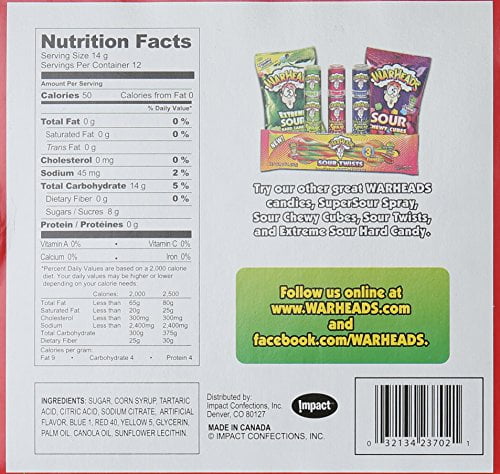 Warheads Candy Nutrition Facts | Besto Blog