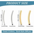400Pcs 2 Colors Brass Tube Beads Curved Tube Noodle Beads Mixed Color ...