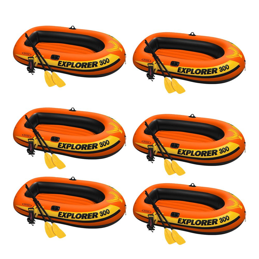 Intex Explorer 300 Inflatable Fishing 3 Person Raft Boat w/ Pump & Oars ...