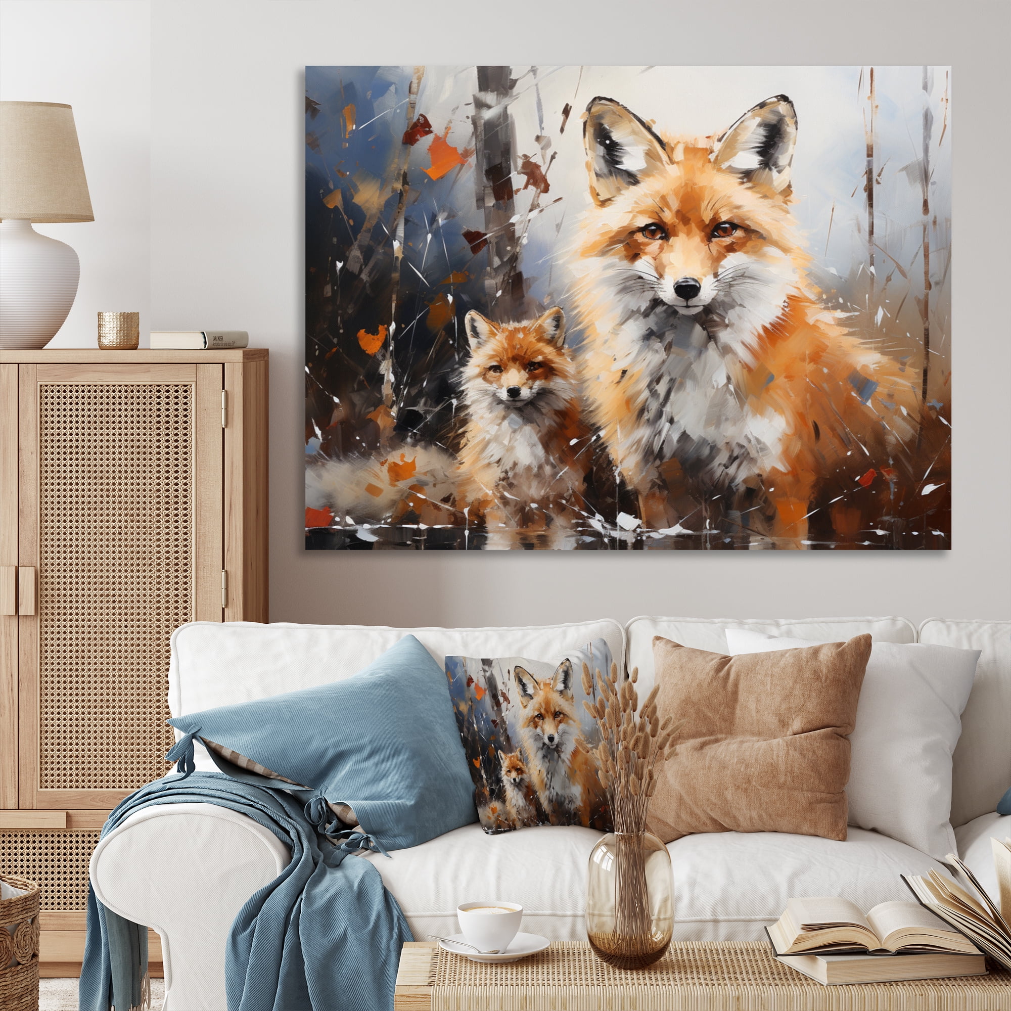 Click here for Designart Orange Modern Canvas Wall Art  Fox Anima... prices