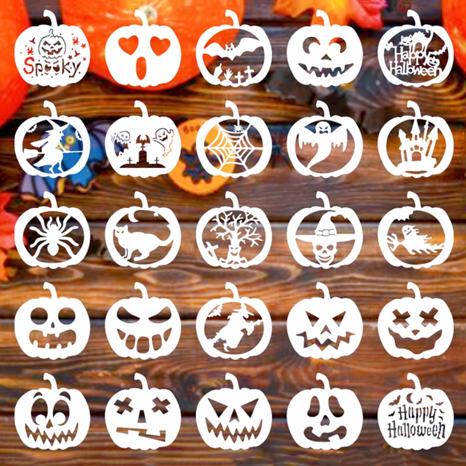 WWS-6Inch Halloween Stencils,25Pcs Large Reusable Halloween Art Craft ...