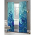 Abstract Marble Sheer Curtains for Living Room Bedroom Turquoise Green ...