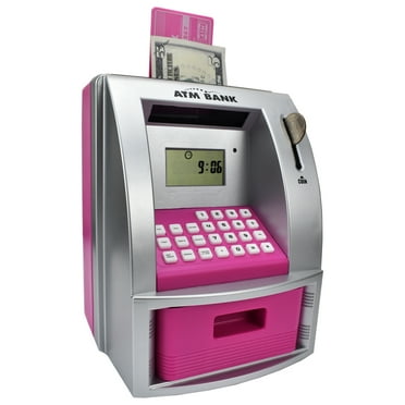 HVEST Pink ATM Savings Bank, Mini Kids ATM Machine for Real Money ...