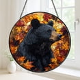 Black Bear Autumn Leaves Stained Glass Suncatcher, Wildlife Window ...
