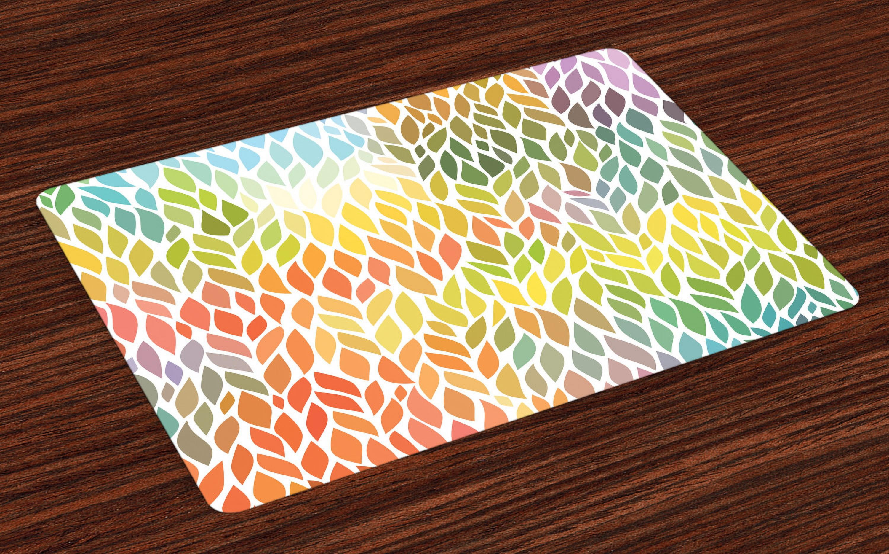 Ambesonne Leaves Place Mats Set of 4, Funky Floral Colorful, Standard ...