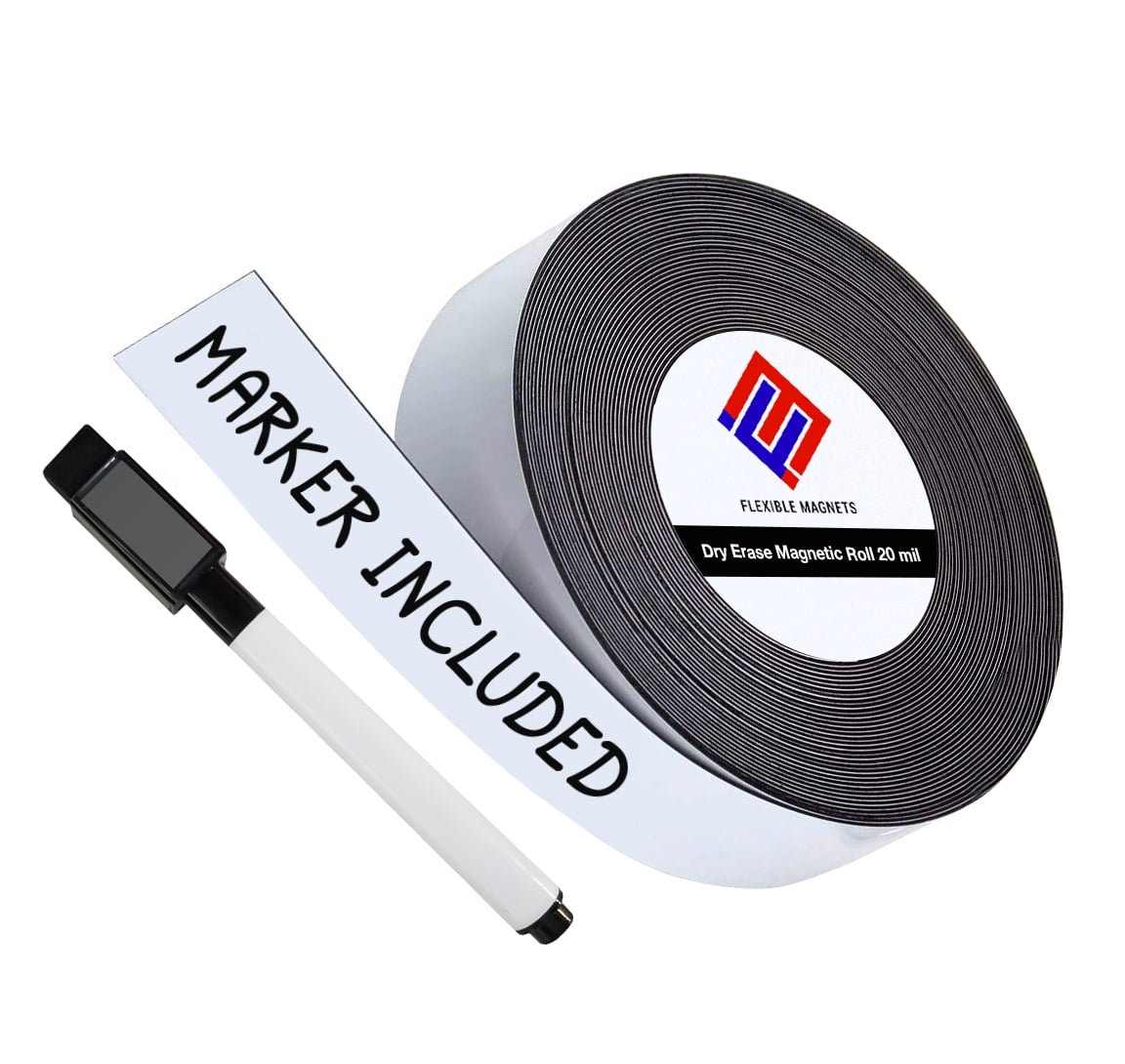 Dry Erase Magnetic Strip Roll Write on / Wipe off Magnet With Marker.(3 ...