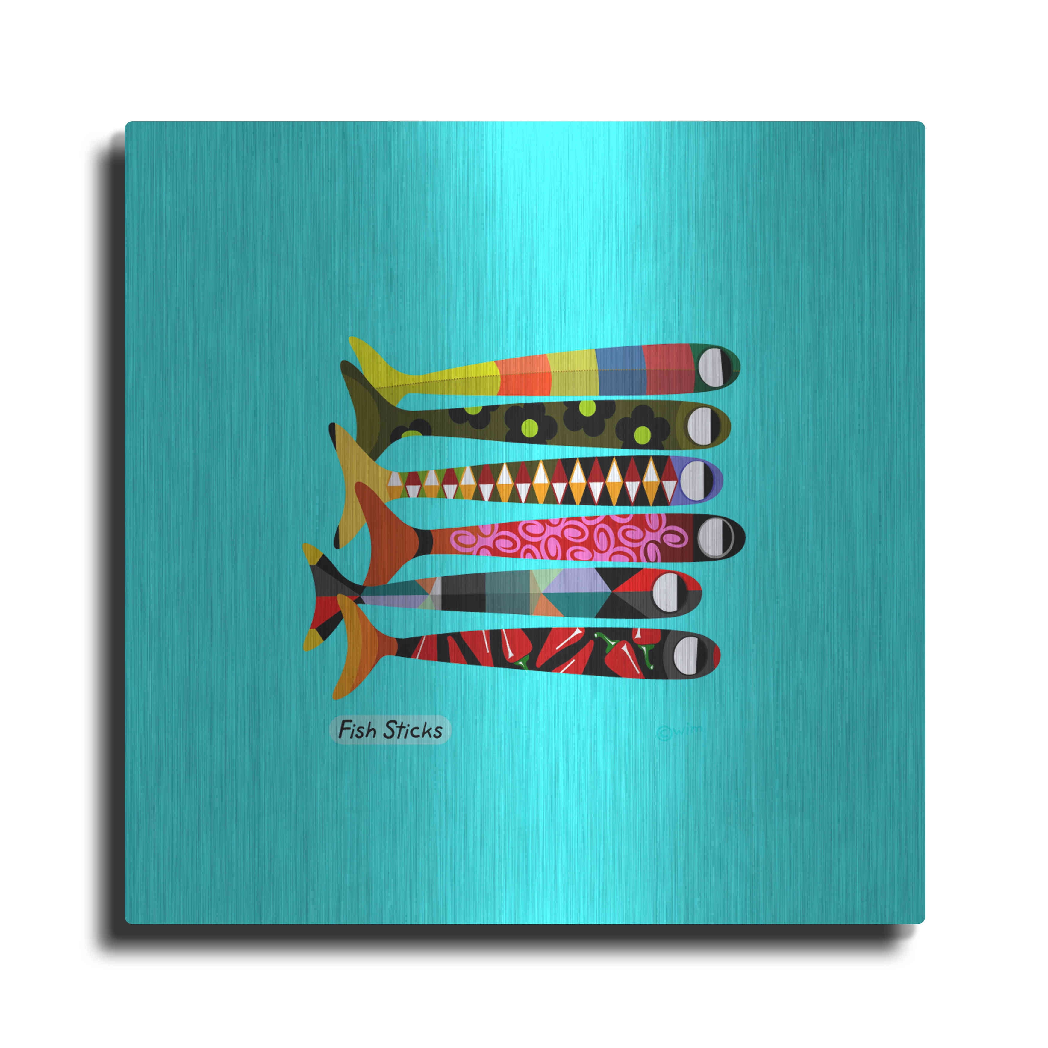 Luxe Metal Art 'Fish Sticks' by Chuck Wimmer, Metal Wall Art, 24"x24 ...