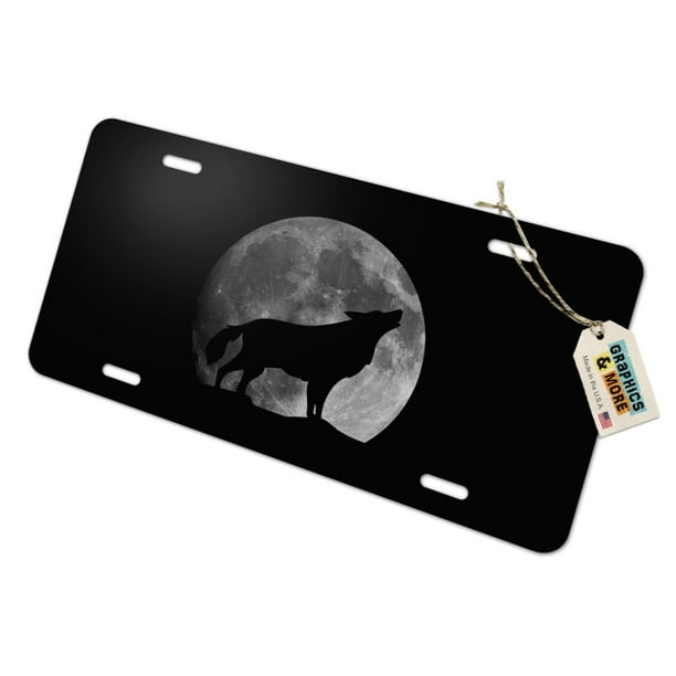 Wolf Howling Moon Silhouette Novelty Metal Vanity Tag License Plate ...