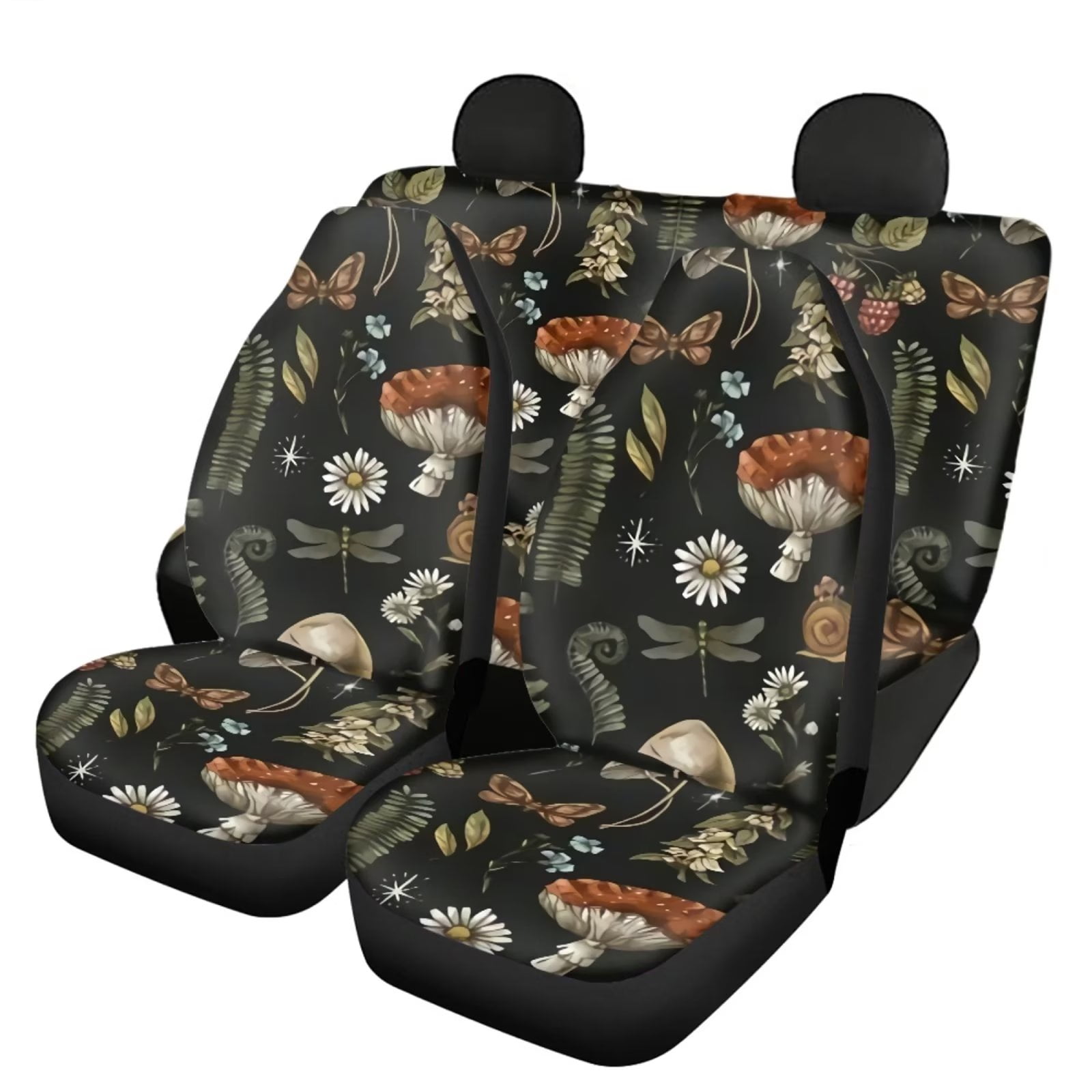 Fkelyi Mushroom Leaf Car Interior Seat Cover Full Set Car Seat Covers