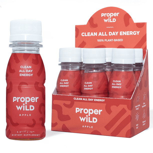Proper Wild, Natural Clean All Day Energy Shots, Apple, 6-Pack ...