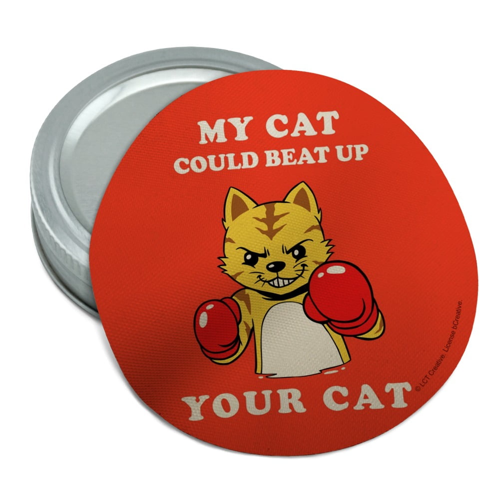 My Cat Could Beat Up Your Cat Boxing Gloves Funny Humor Round Rubber ...