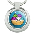 Cat In Yarn Basket Keychain Classy Round Chrome Plated Metal - Walmart.com