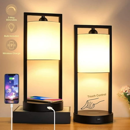 Wireless Charging Control Dimmable Table Lamp with USB Charging Port ...