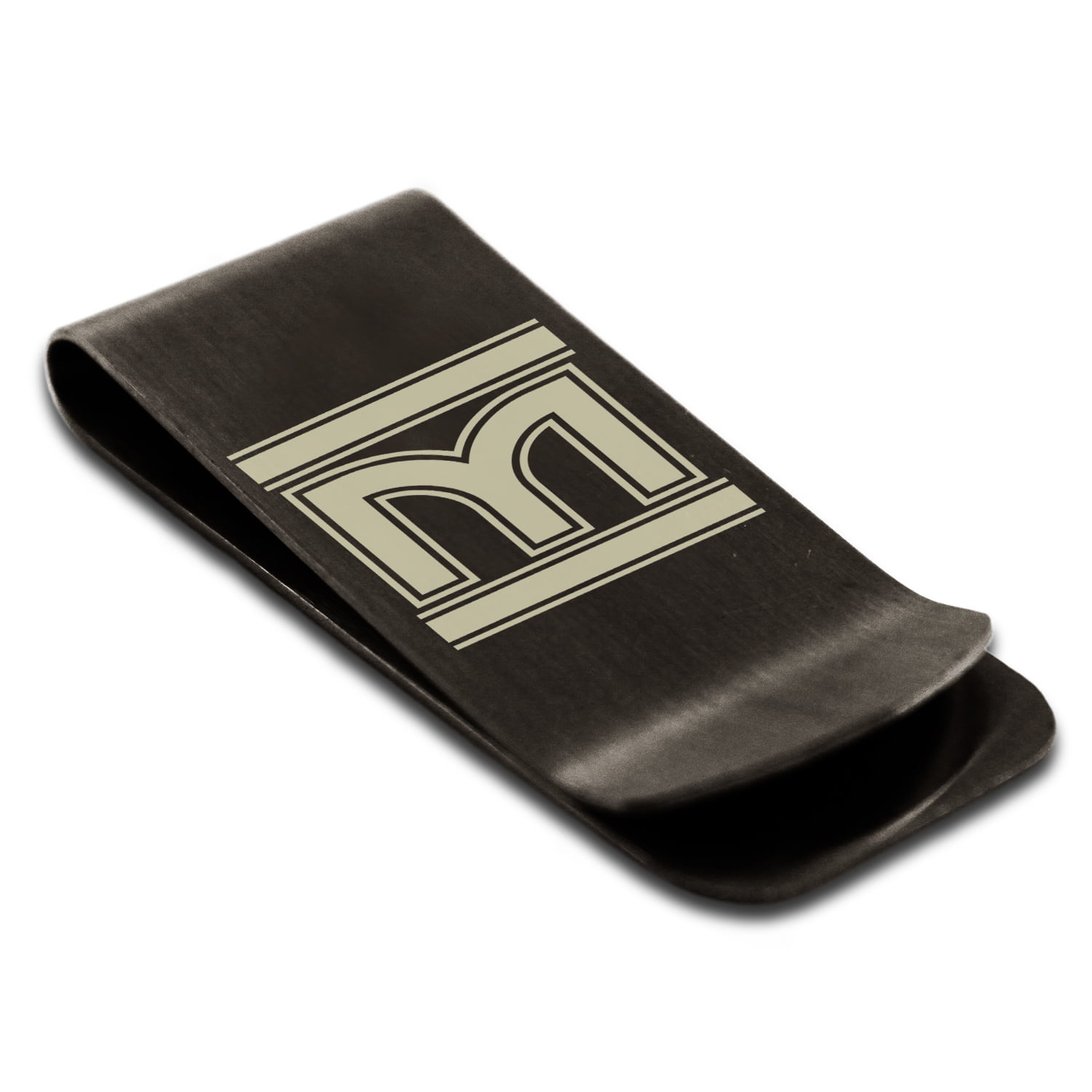Stainless Steel Letter M Initial Empire Monogram Engraved Engraved ...