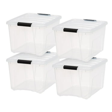 HART 200 Quart Latching Rolling Plastic Storage Bin Container, Clear ...