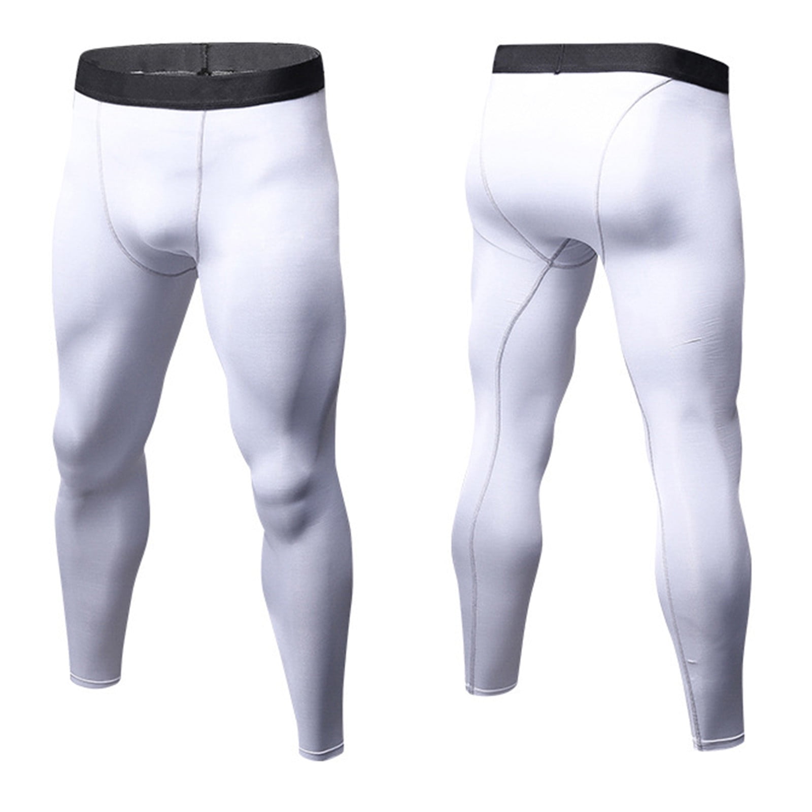 White Mens Tight Fitness Running Stretch Basketball Base Training ...